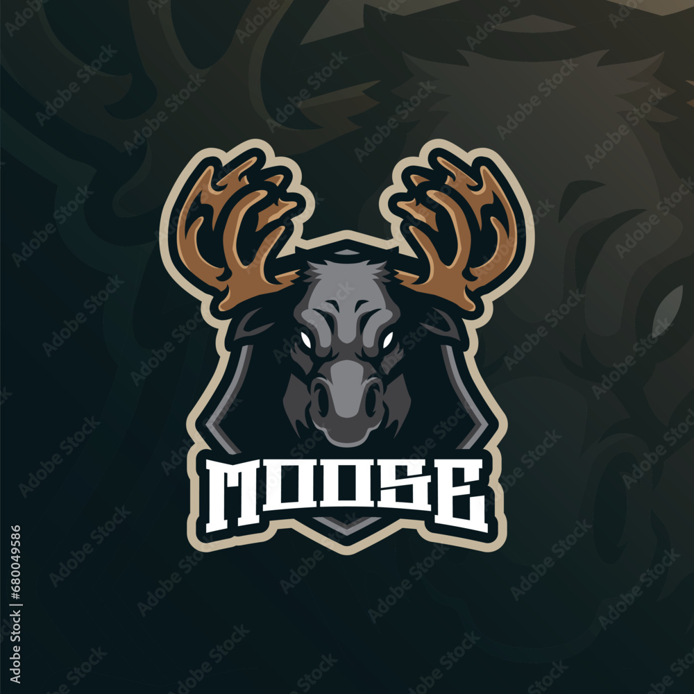 Moose mascot logo design vector with concept style for badge, emblem ...