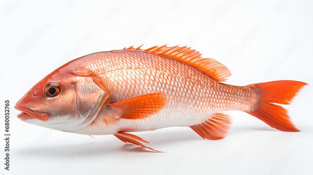 Rohu fish with a red tail fin swimming in White background, generative ...