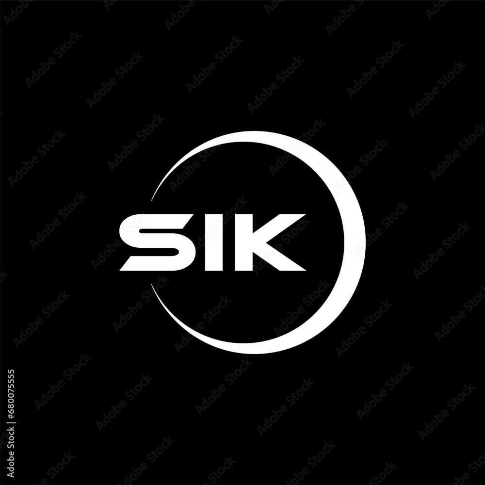 SIK letter logo design with black background in illustrator, cube logo ...