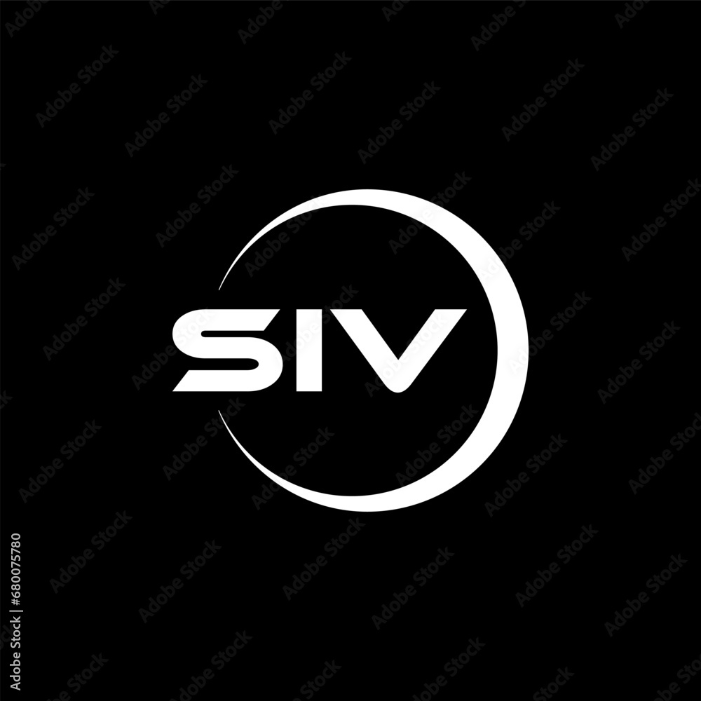 SIV letter logo design with black background in illustrator, cube logo ...