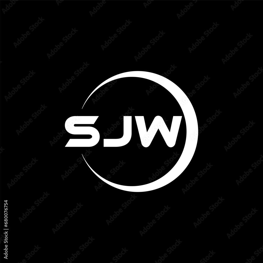 SJW letter logo design with black background in illustrator, cube logo ...