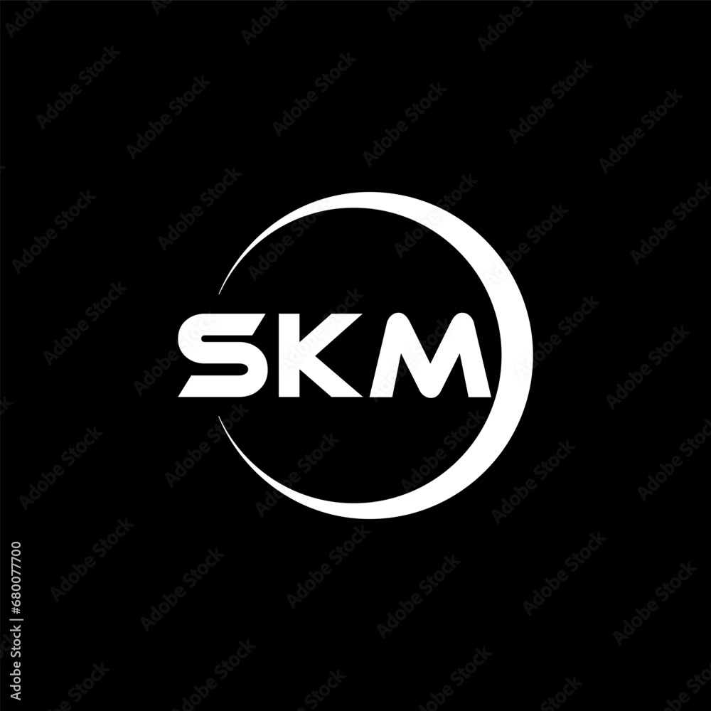 SKM letter logo design with black background in illustrator, cube logo ...