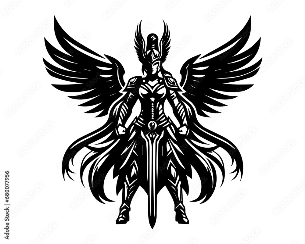 Stockvector angel, armor, athens, britannia, cartoon, esport, female ...