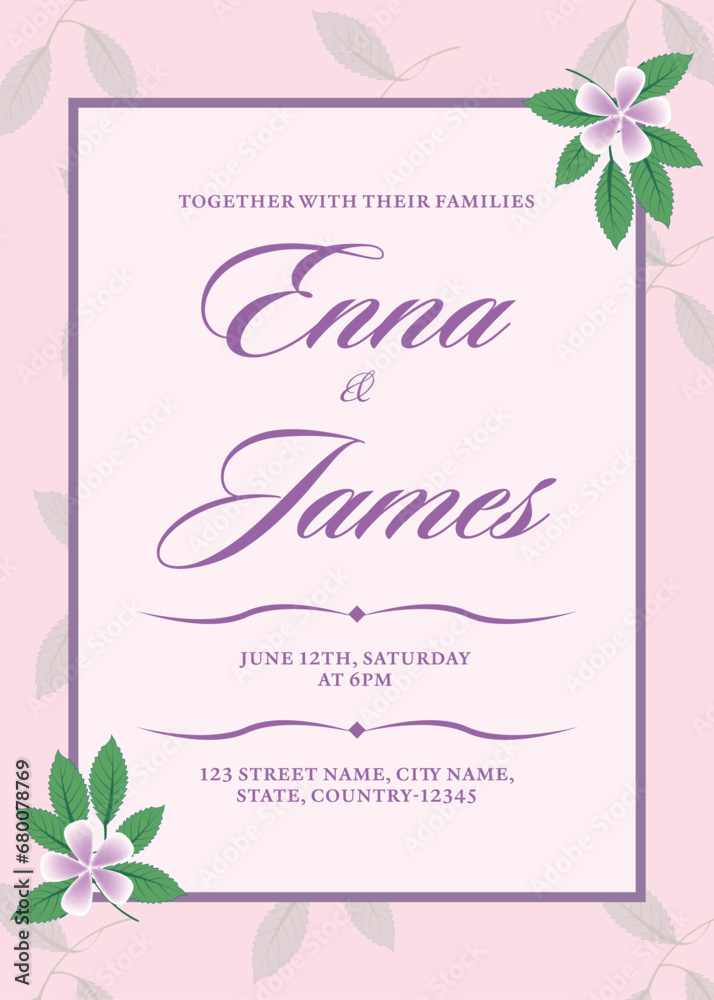 Wedding Invitation Card Or Template Layout In Plain Pink Color. Stock ...