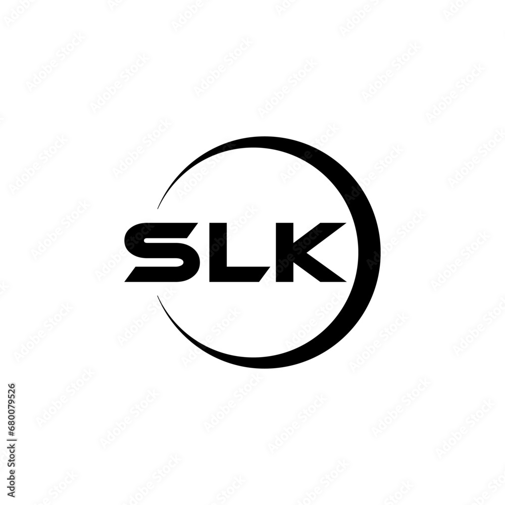 SLK letter logo design with white background in illustrator, cube logo ...