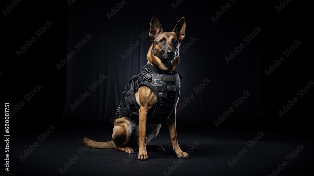dedication of a police dog equipped with a bulletproof vest. An ...