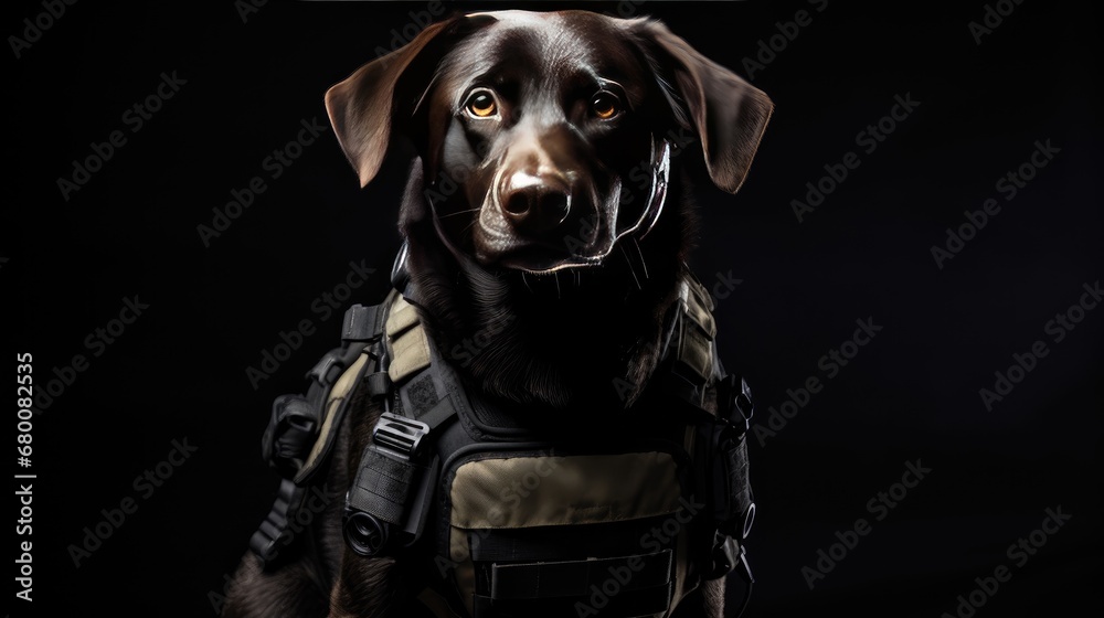 dedication of a police dog equipped with a bulletproof vest. An ...
