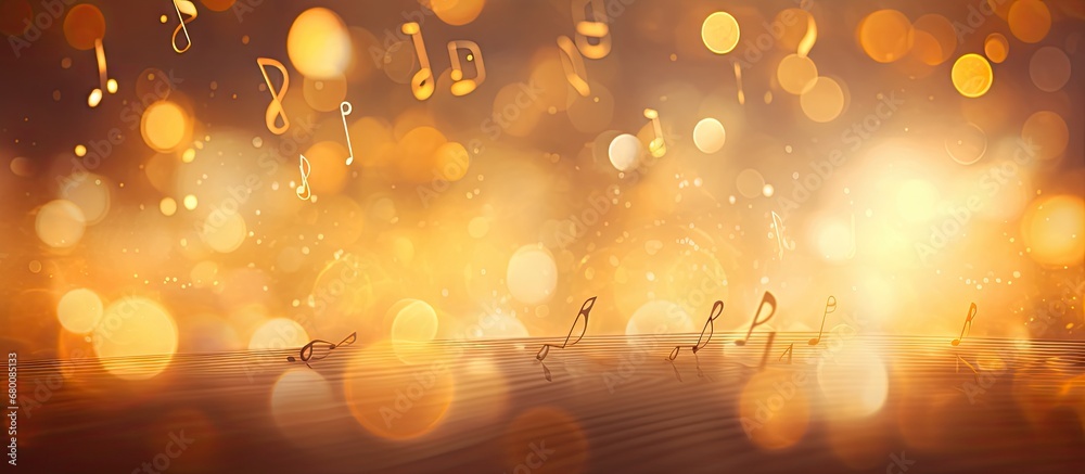 Musical notes and bokeh background symbolize a joyful life filled with ...
