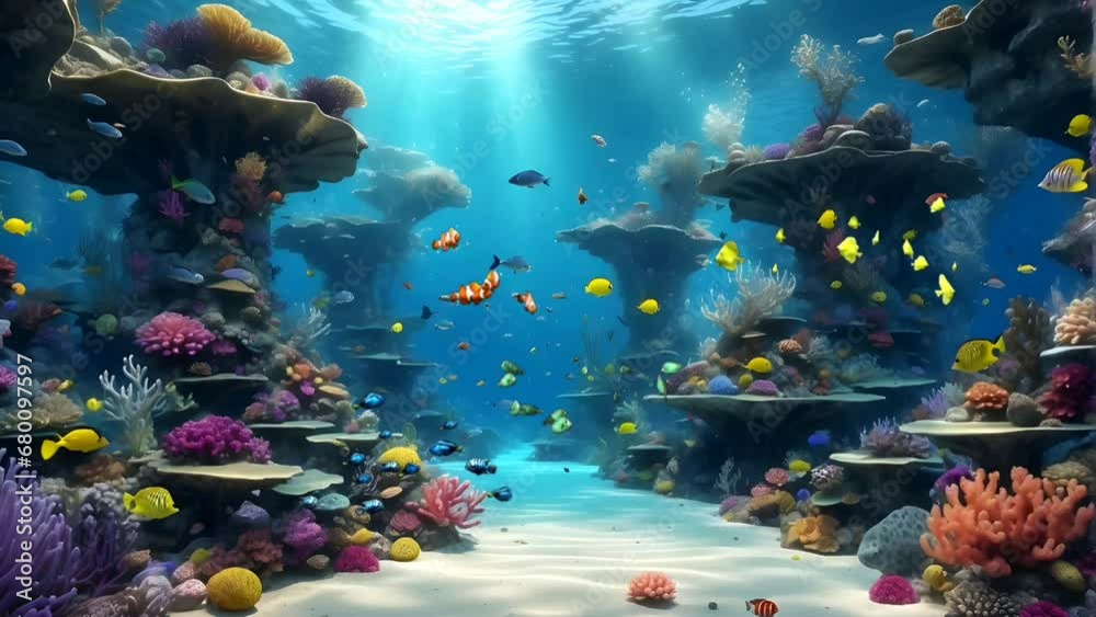 Enchanting Underwater Oasis, A Futuristic Coral Reef Symphony. Seamless ...