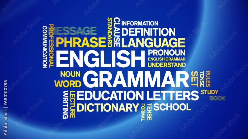 English Grammar animated word cloud;text design animation tag kinetic ...