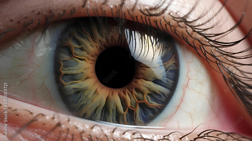 AI generated illustration of the iris of a human eye in macro Stock ...