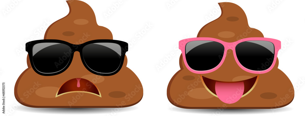 Photo & Art Print Funny poop emoticons vector cartoon, Arcady