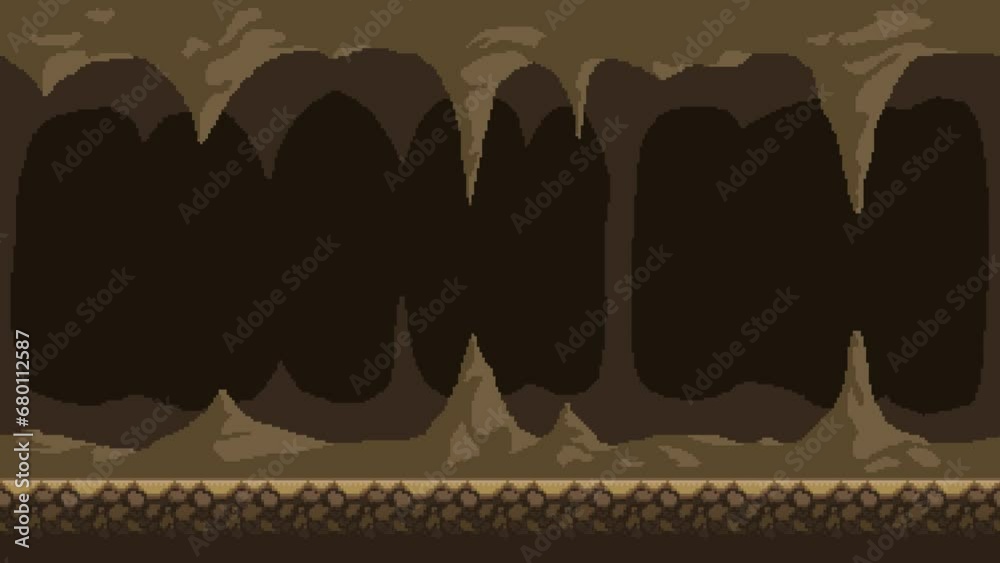 Pixel art loop animation of underground cave. Animated 8-bit seamless ...