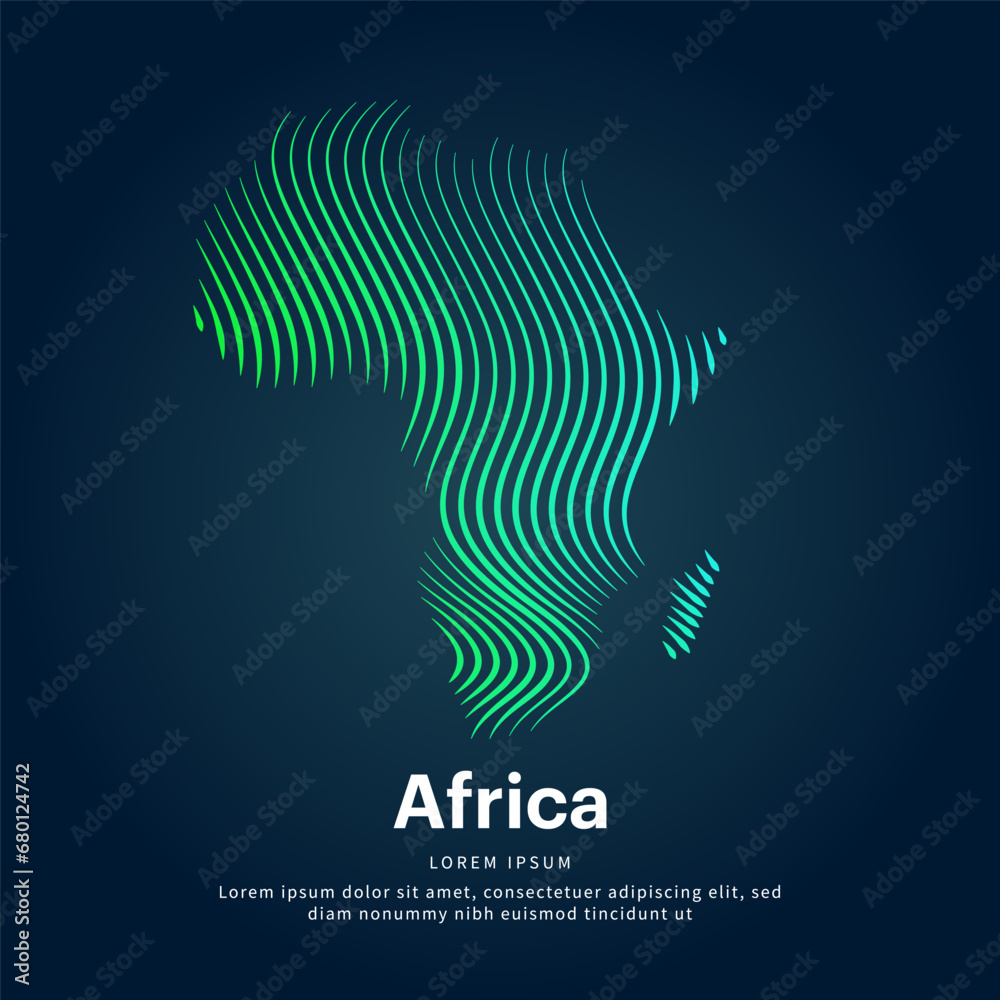 simple logo map of Africa Illustration in a linear style. Abstract line ...