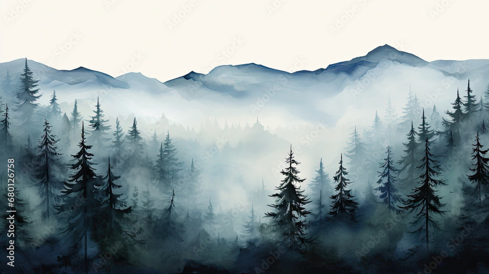 fog in the forest mountains.landscape with forest, Foggy Forest Pine ...