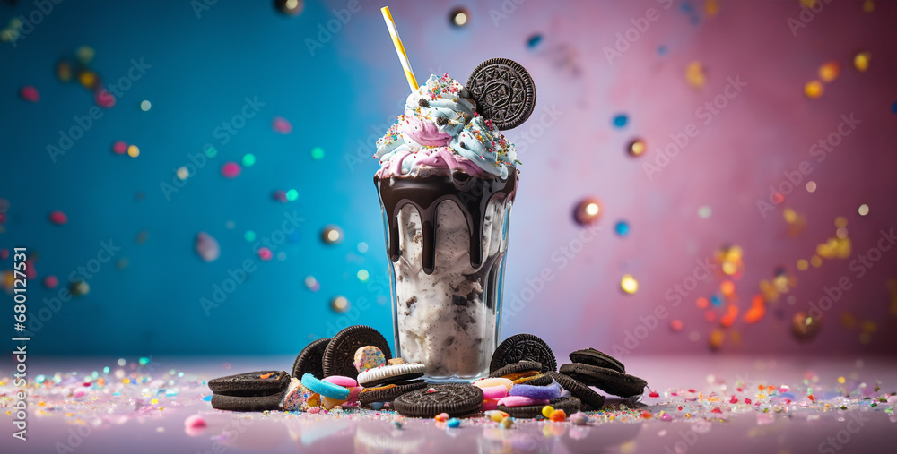 oreo milkshake photoshoot with multiple relevant props. Generative Ai ...