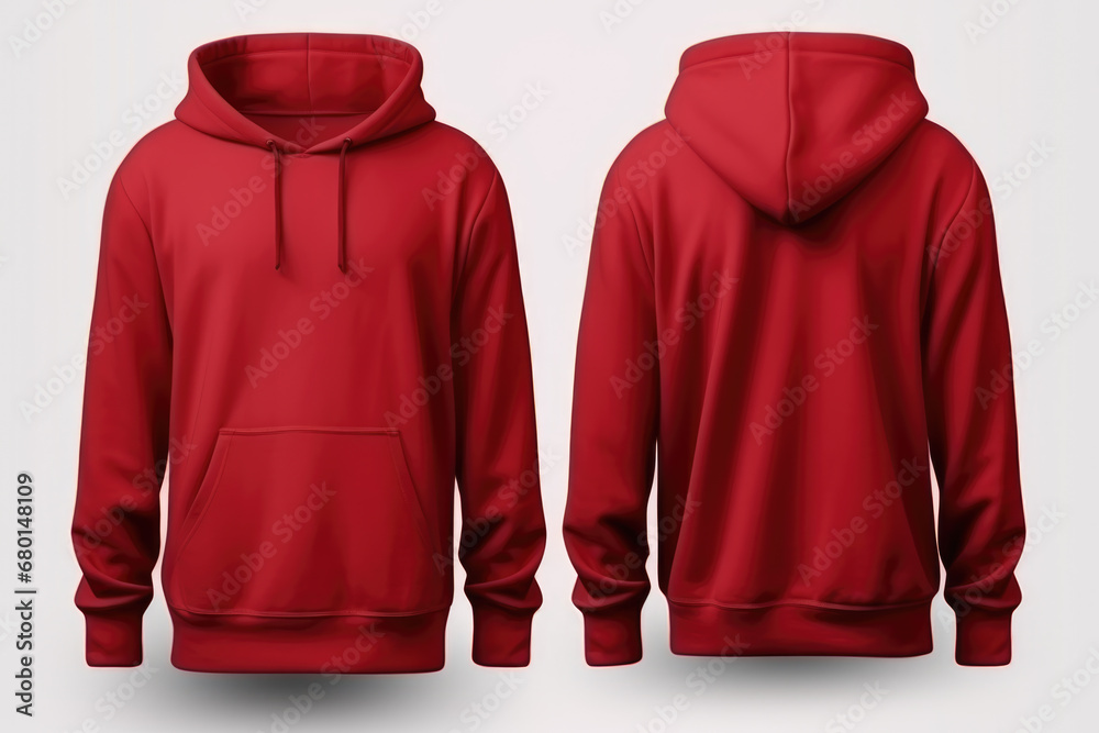 Set of red front and back view tee hoodie hoody sweatshirt on ...
