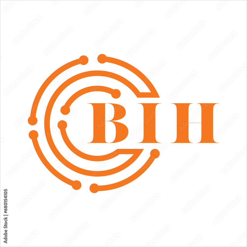BIH letter design. BIH letter technology logo design on white ...
