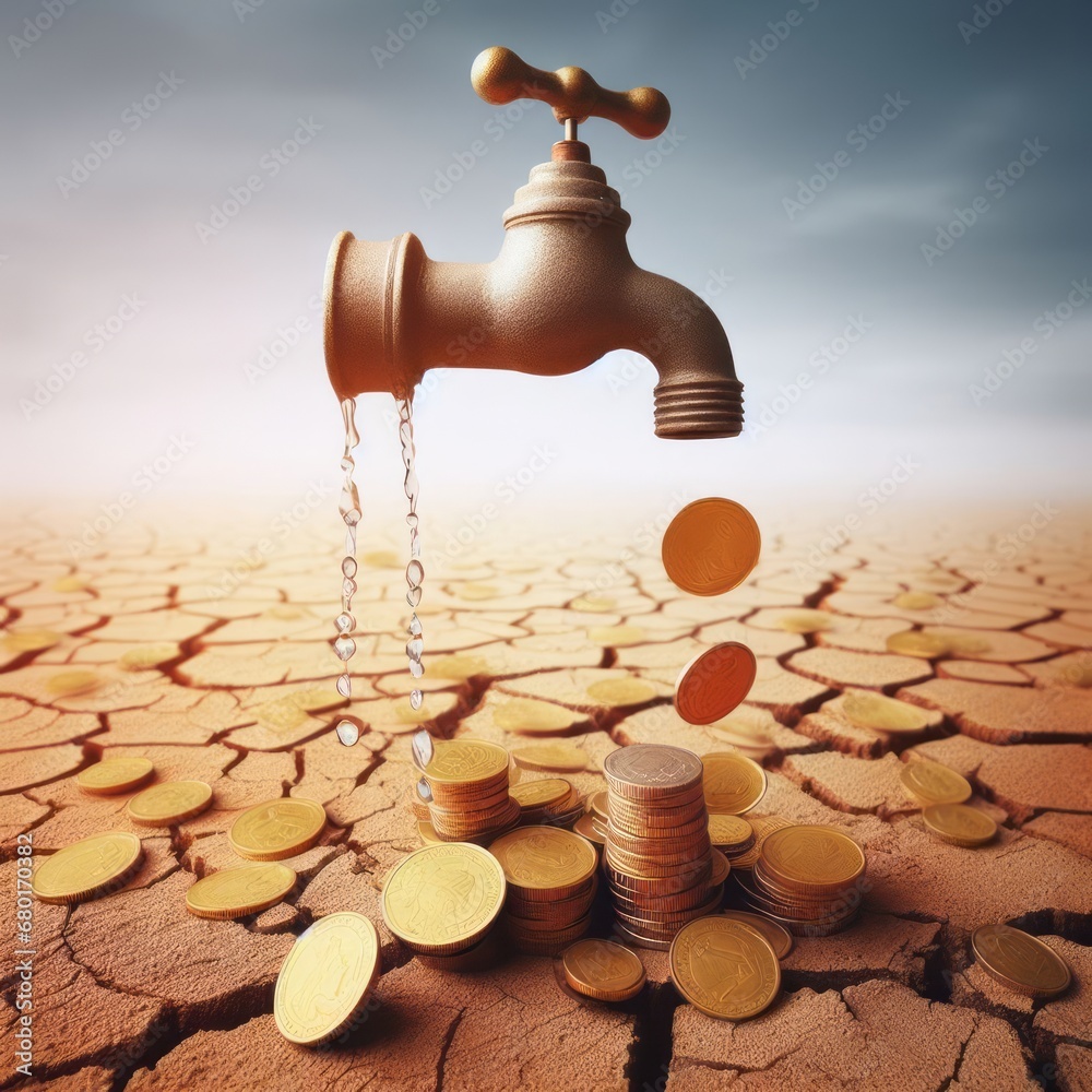 Hands grabbing money in a drought, climate change and cities without ...