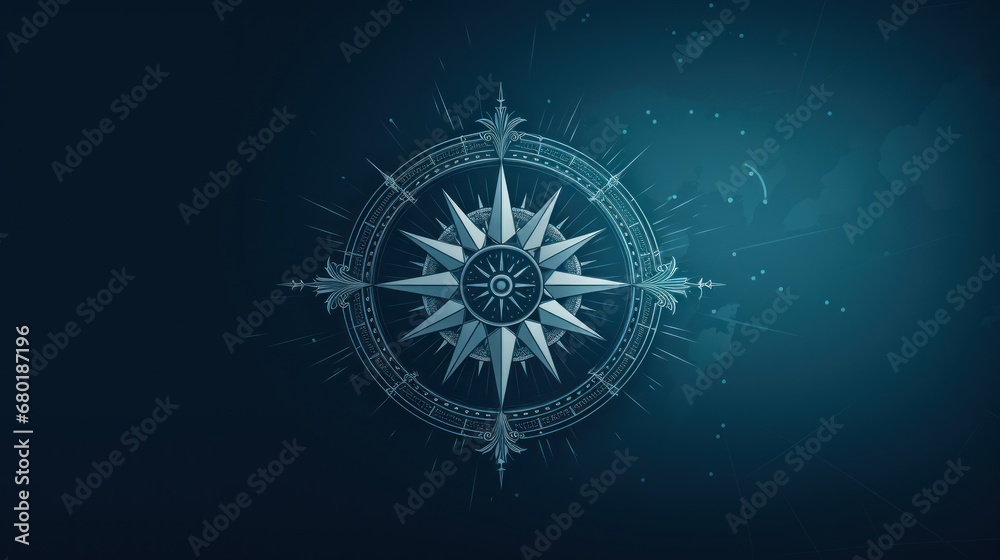 a picture of a compass in the middle of a dark blue background with a ...
