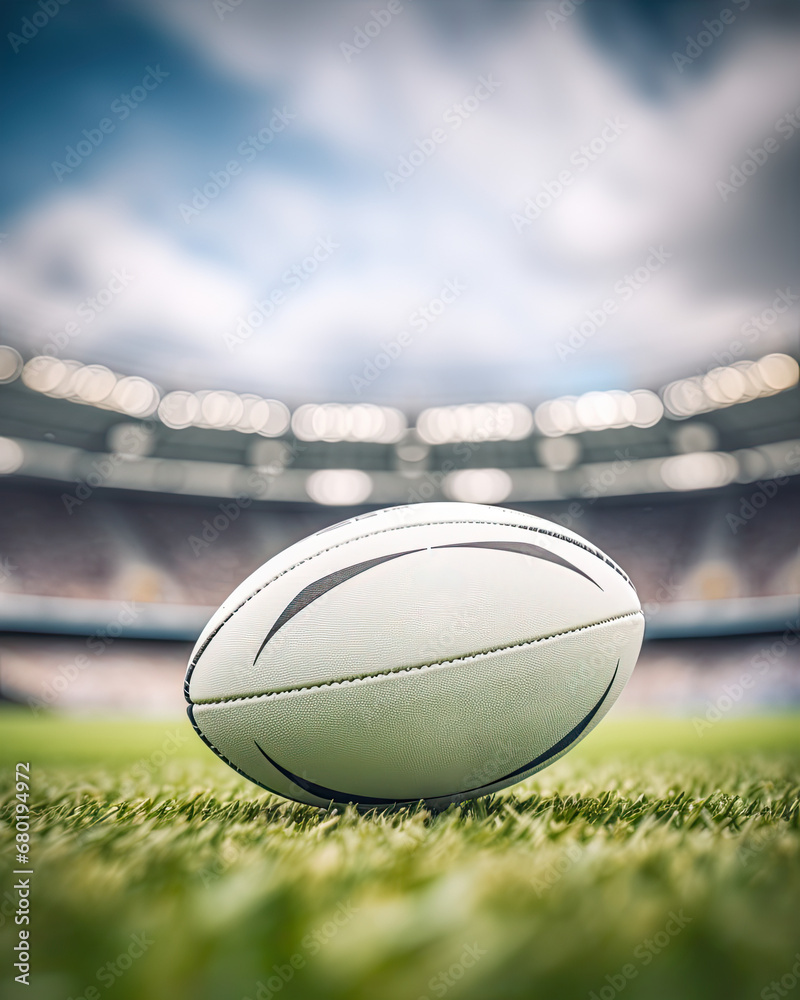 Rugby Ball mockup on a Vibrant Green Field in stadium, Captivating ...