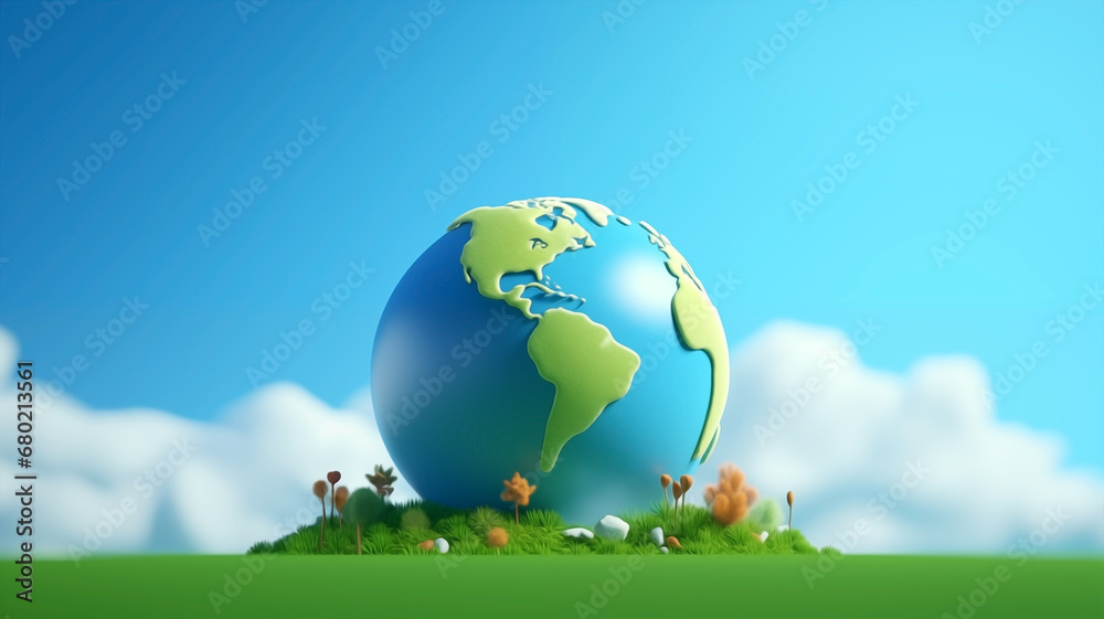 Cartoon cute earth illustration picture Stock Illustration | Adobe Stock