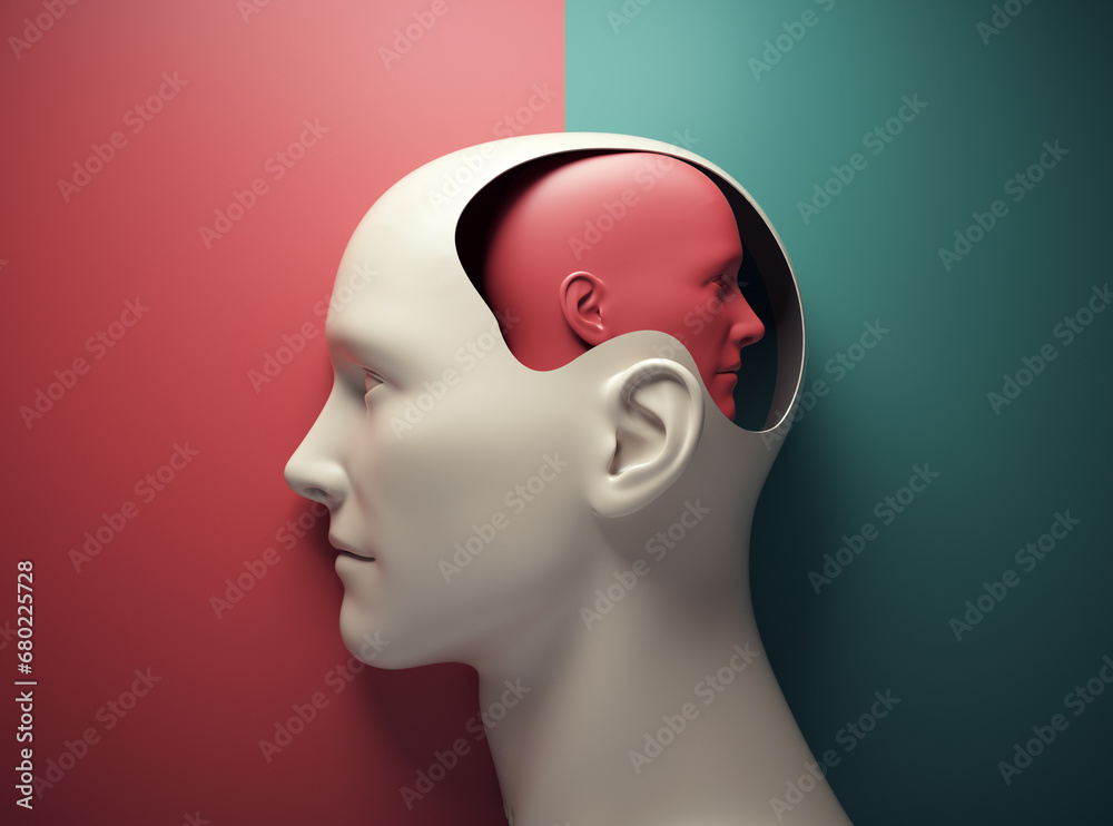 Human head profile and human head inside. Self development and coach ...