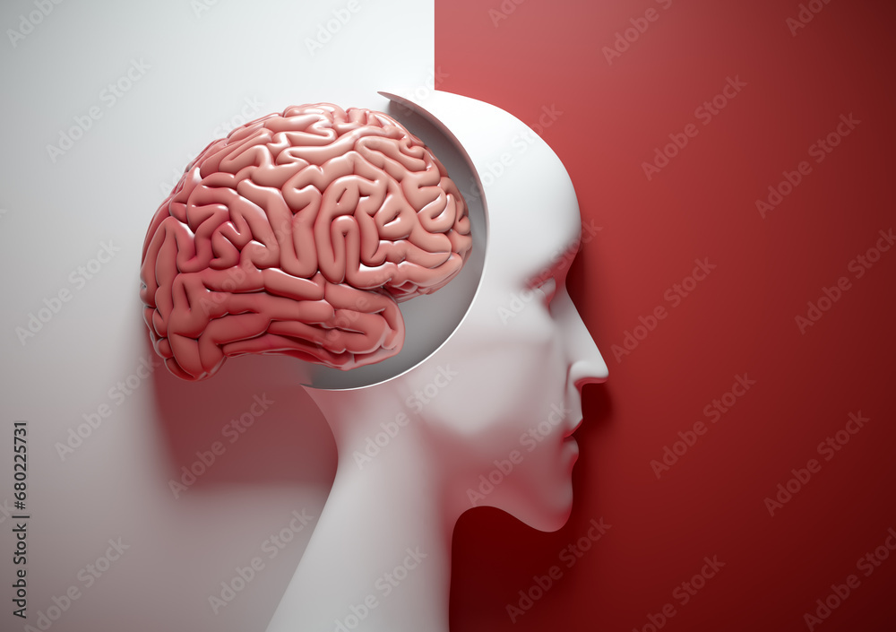 Human head profile and brain inside. Confusion and brainstorming ...