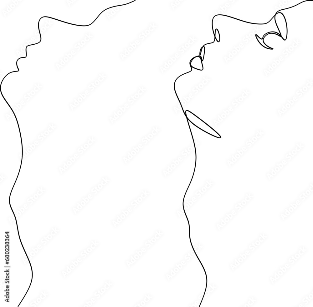 Continuous line of a male body. Vector portrait of a strong man. Vector ...