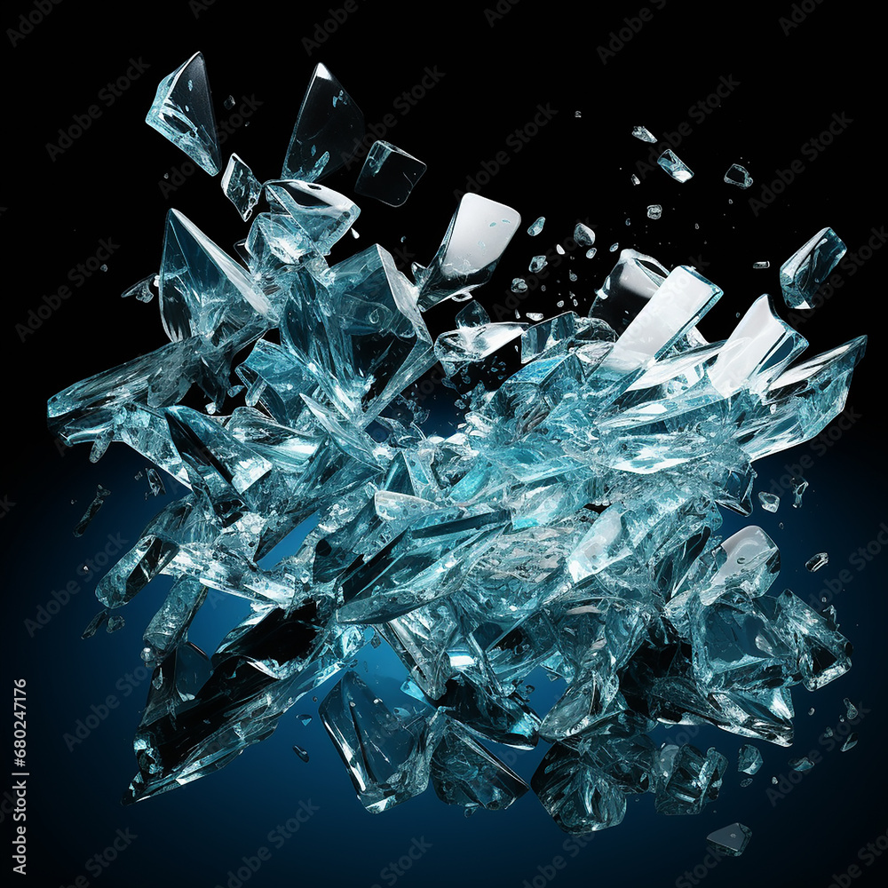 AI-Generated Image Glass Shattering Shattered Glass Fragments Mid-Air ...