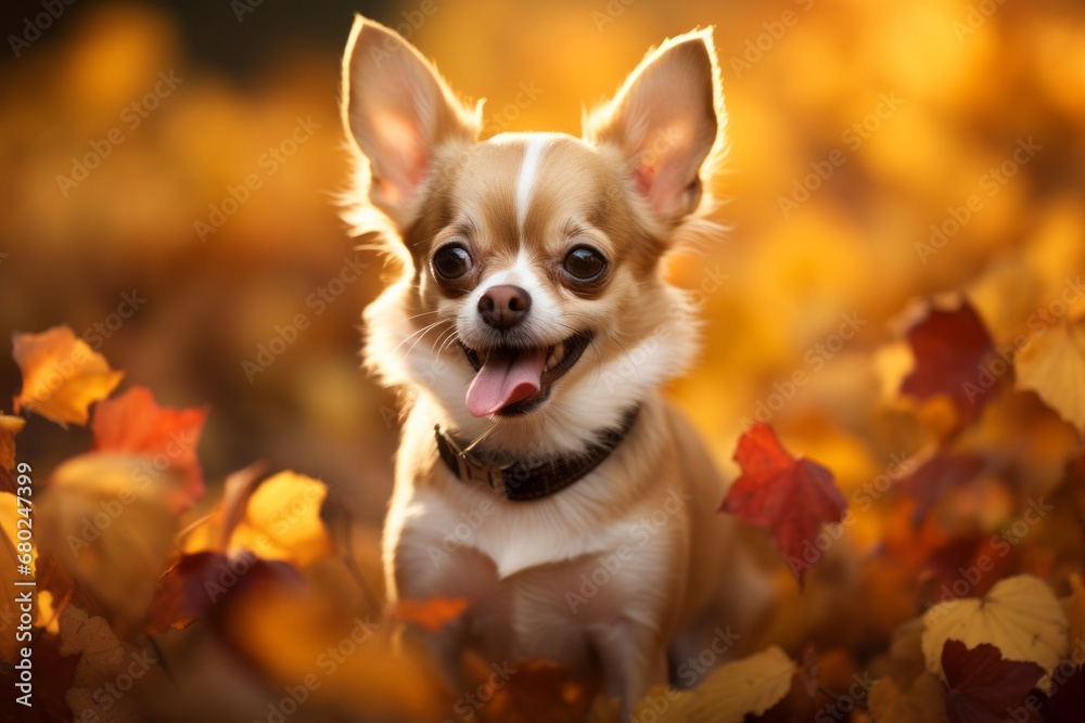 Environmental portrait photography of a cute chihuahua having a flower ...