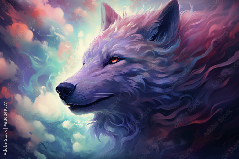 Cosmic foxes emerge from the detailed teal and purple clouds, their ...