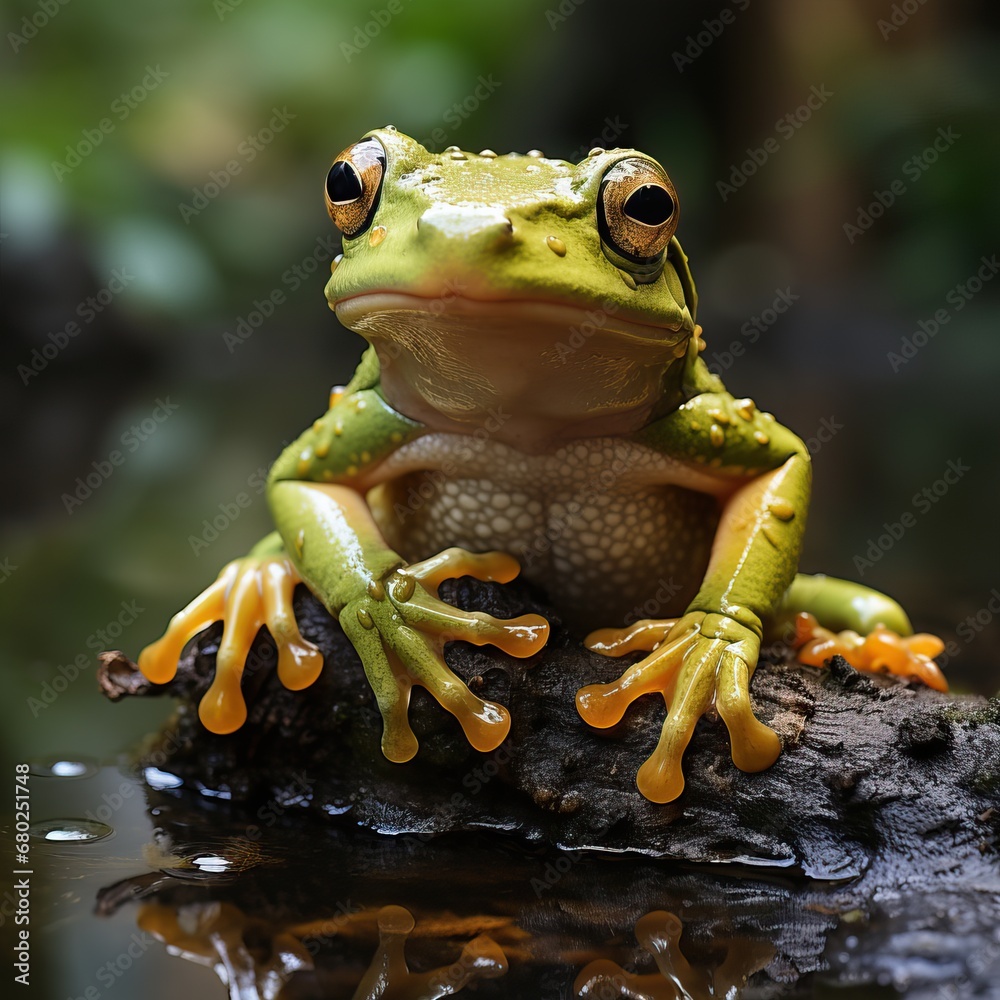 Green and golden bell frog, Litoria aurea, a species of ground-dwelling tree frog native to ...