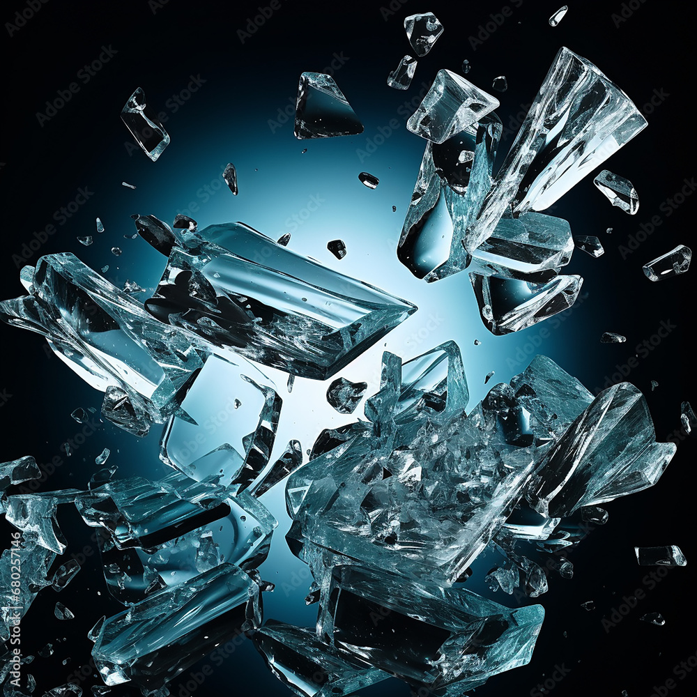 AI-Generated Image Glass Shattering Shattered Glass Fragments Mid-Air ...