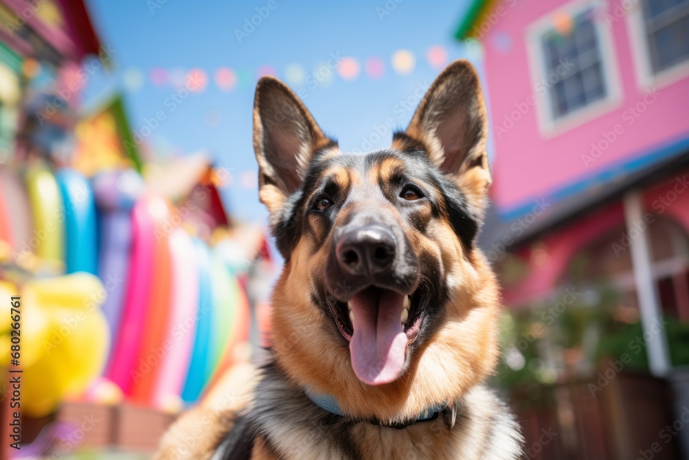 Headshot portrait photography of a happy german shepherd wagging its ...