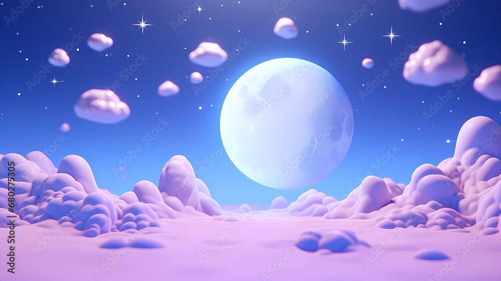cartoon moon illustration background material Stock Illustration ...