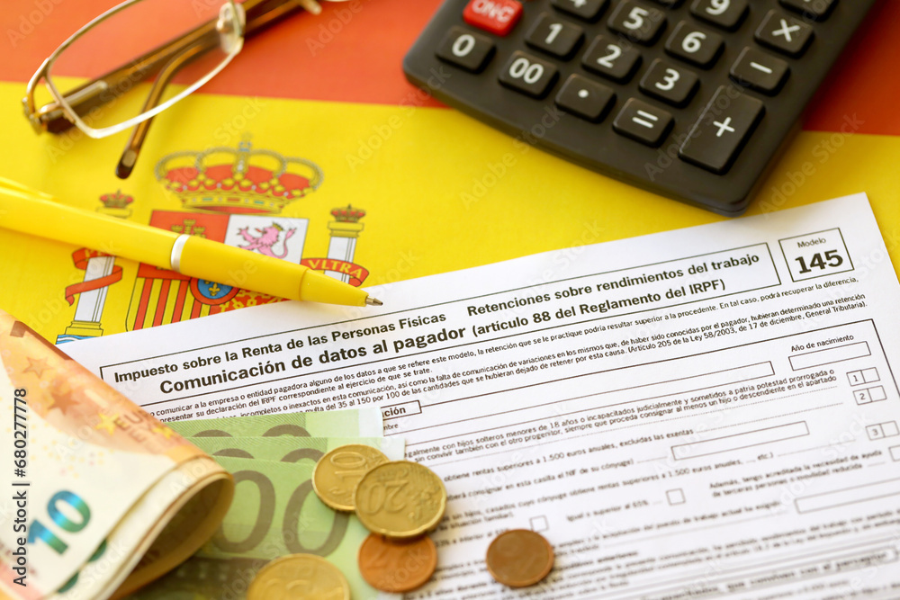 Modelo 145 spanish tax form dedicated to personal income tax IRPF for ...