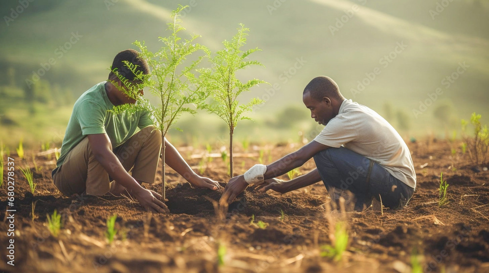 copy space, stockphoto, african people working on a reforestation ... copy space, stockphoto, african people working on a reforestation ...