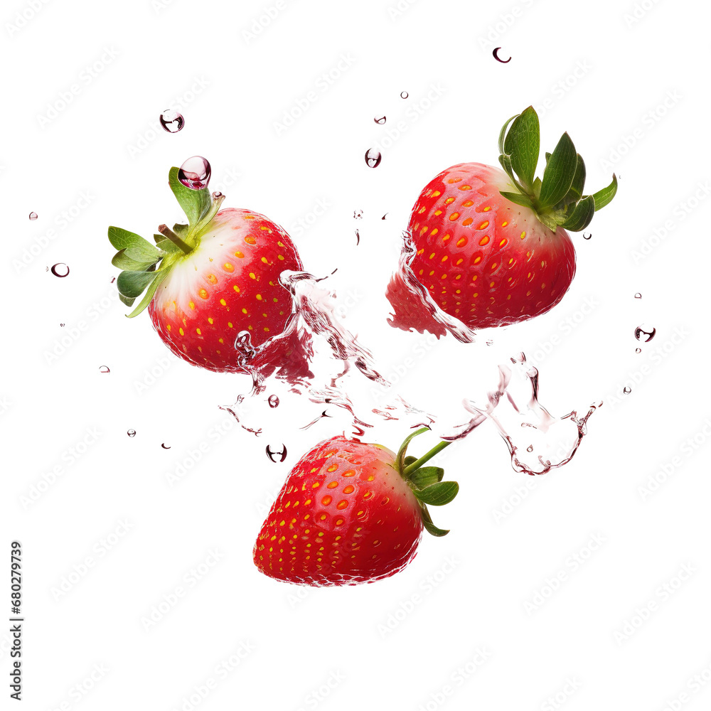 Fresh strawberry, Fresh Strawberries with water splash isolated on ...