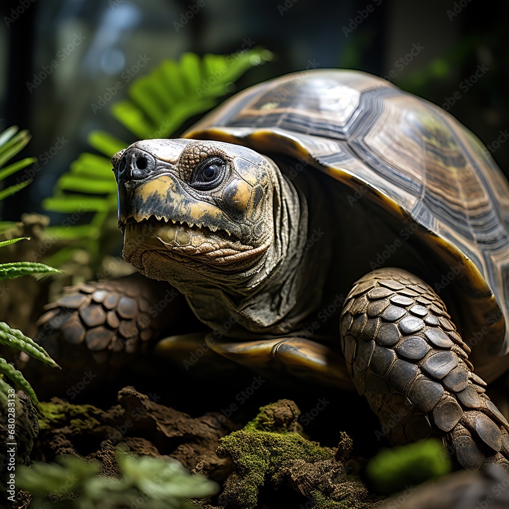 Aldabra giant tortoise. One of the largest tortoises in the world. Huge ...