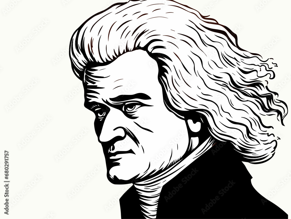 A Black And White Drawing Of A Man With Long Hair - Jean Jacques ...