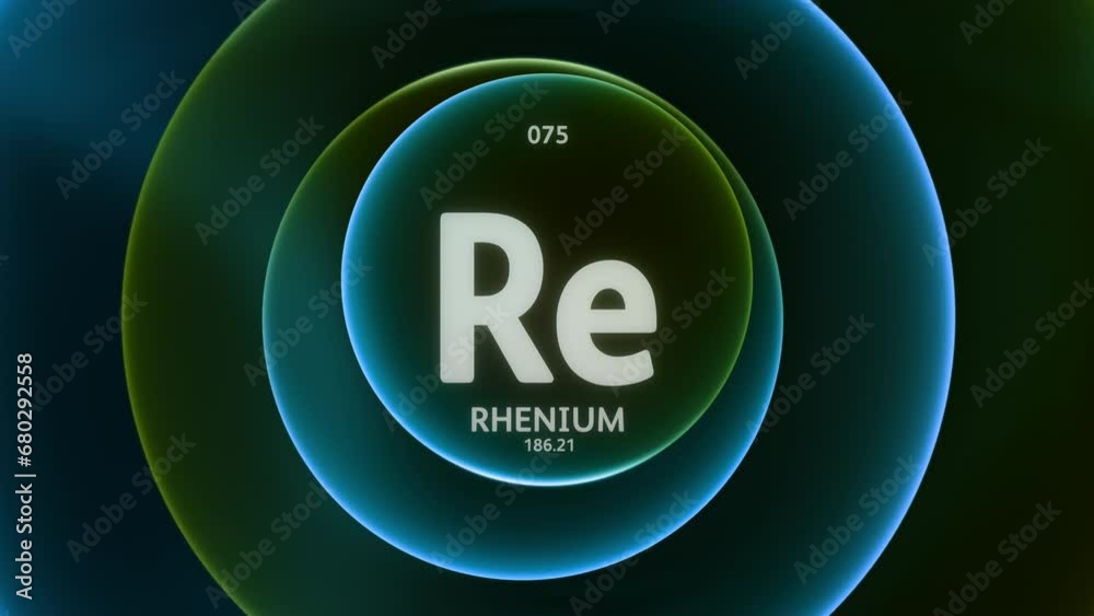 Rhenium as Element 75 of the Periodic Table. Concept animation on ...