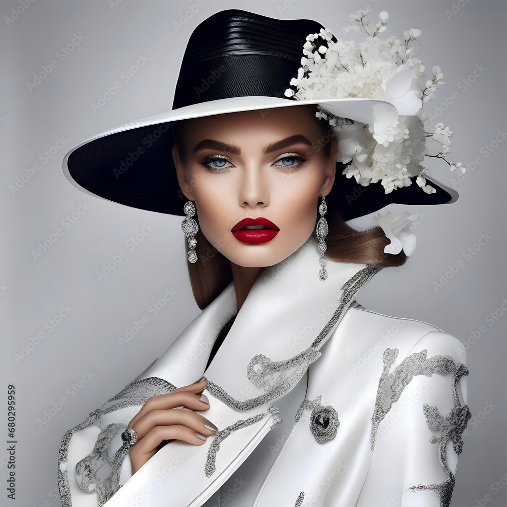 Attractive Heavily Made Up Young Woman In A Fashionable And Stylish
