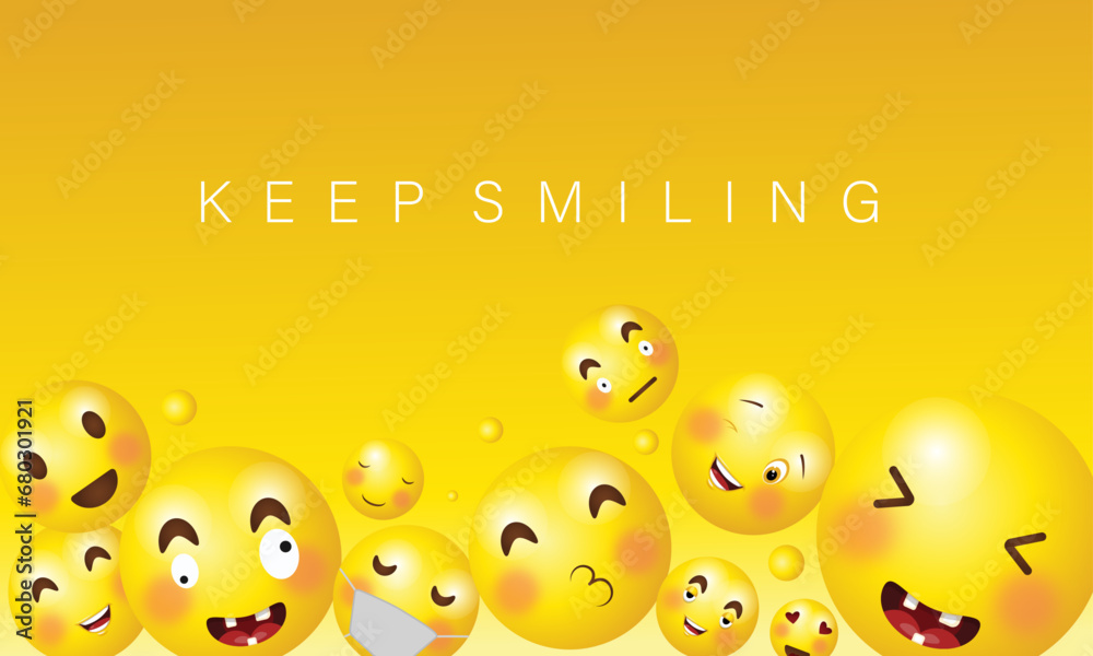 world smiling day concept poster, emoji background design template ...