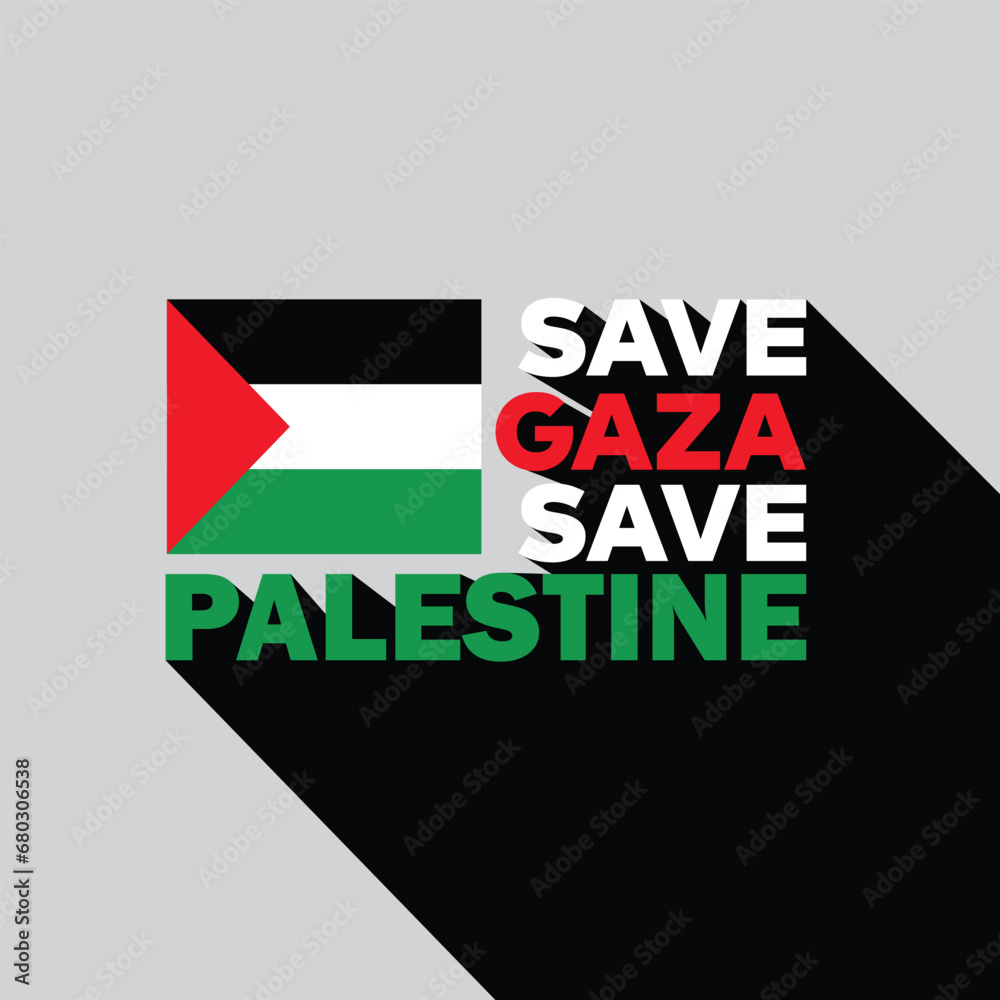 Save Gaza, Save Palestine vector typography template design with resistance hands. Palestine ...