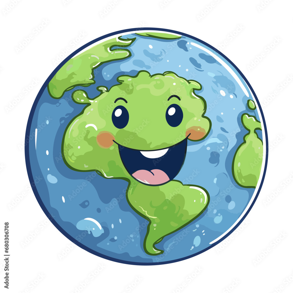 Cute funny Earth cartoon. Planet Earth cartoon illustration. World ...