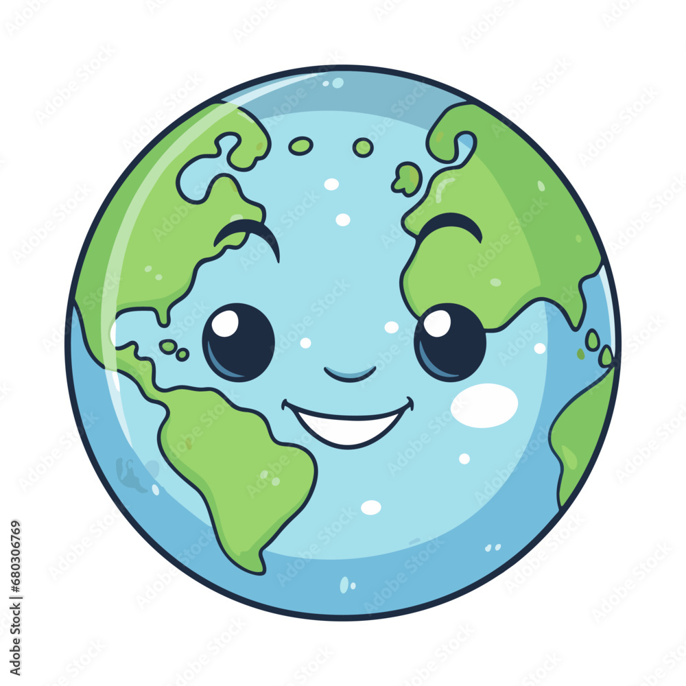 Cute funny Earth cartoon. Planet Earth cartoon illustration. World ...
