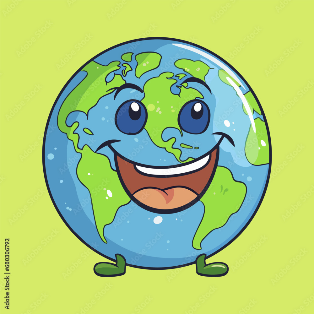 Cute funny Earth cartoon. Planet Earth cartoon illustration. World ...