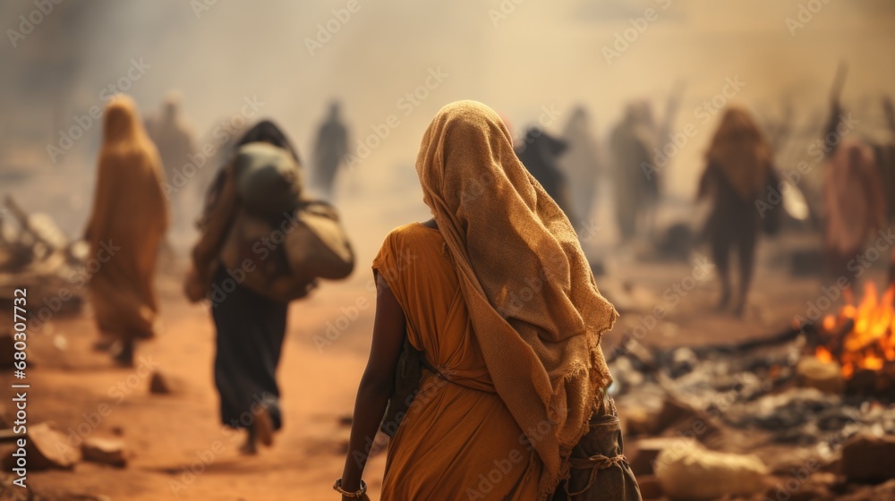 Modern world problem refugees, displaced immigrants emigrants, war ...