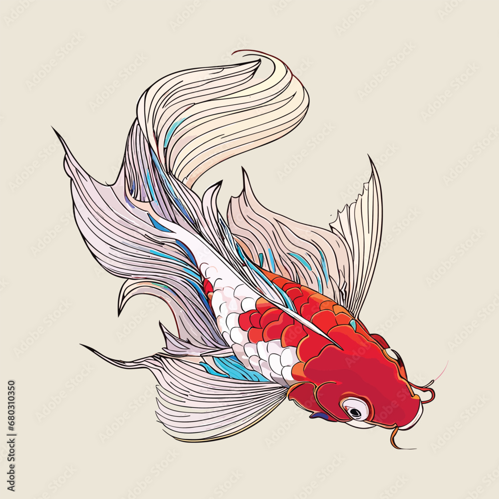 Hand drawn koi fish Asian Traditions of Japanese and Chinese koi carp ...